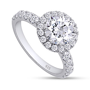 SAVEARTH DIAMONDS Moissanite Engagement Rings for Women Wedding Rings 1.64ct D Color VVS1 Clarity Round Cut Lab Created Diamond Moissanite Ring in 18K White Gold Plated 925 Sterling Silver Size - 7