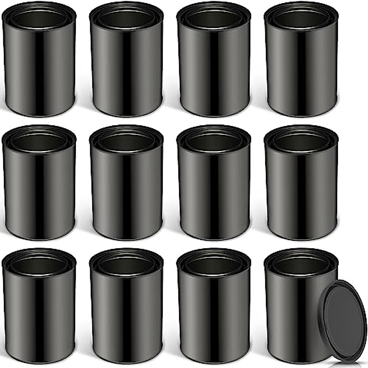 Foaincore 12 Pack Empty Metal Paint Cans with Lids Bulk 1.9 Pint Quart Size Painting Buckets Tin Storage Containers Unlined for Garage DIY Arts Crafts Projects(Black)