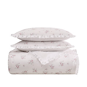 The Farmhouse by Rachel Ashwell - 3 Piece Full/Queen Duvet Set - Signature Rosebury Bedding Collection, White/Pink