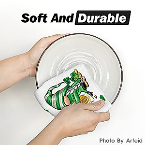 Artoid Mode Gnomes Beer Clover Shamrock St. Patrick's Day Kitchen Towels Dish Towels, 18x26 Inch Seasonal Holiday Decoration Hand Towels Set of 2