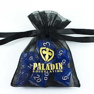 Blue RPG Dice - Full Polyhedral Set - Pearl Effect