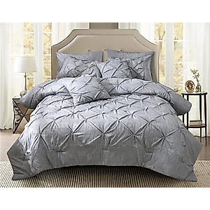 BedsPick Comforter Set Cal King (102"x 108"), Pinch Pleated Bedding Sets 3 Pieces, Pintuck Cationic Dyeing California King Comforter & 2 Pillow Shams, Down Alternative All Season Oversized Bed Set