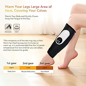 LINGTENG Leg Massager, Calf Air Compression Massager with Heat, Cordless Leg Massager for Circulation and Pain Relief, Calf Massager with 3 Intensities, Gifts for Women (Only Single)