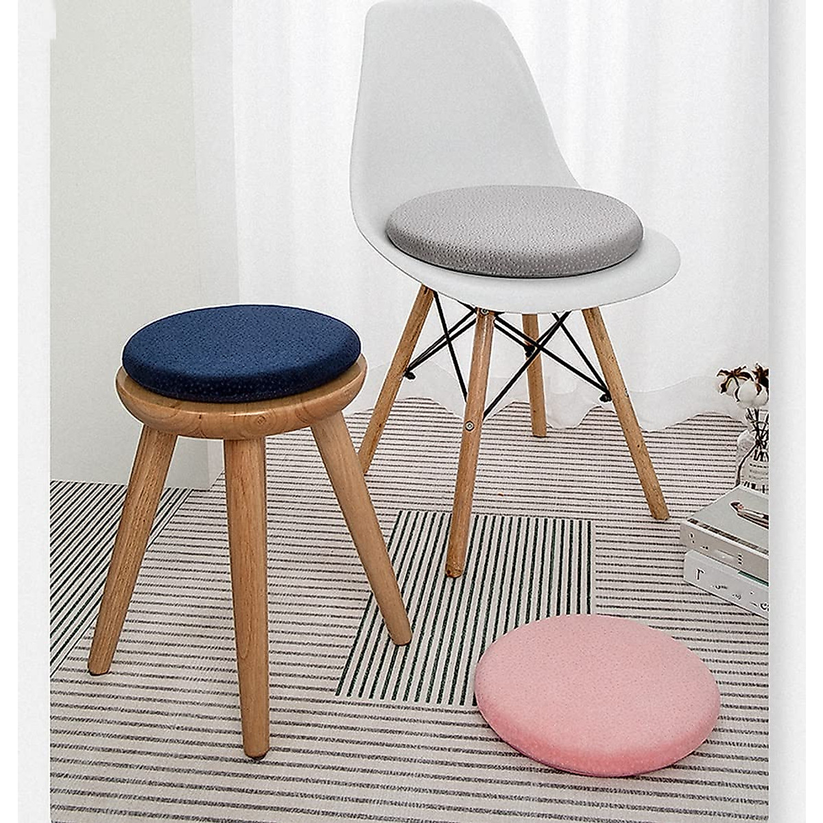 Round Stool Cushion Memory Foam Round Chair Cushion/ Seat Cushion Anti-Slip Soft Round Chair Pad ( Color : Light Gray , Size : 28cm(11inch) )