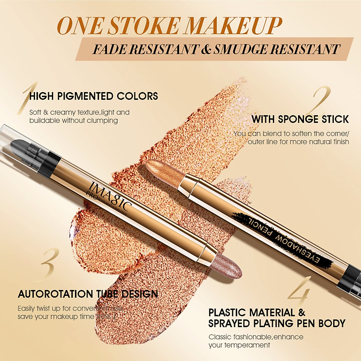 CCbeauty Matte Eyeshadow Stick Set, Cream Eye Shadow Pencil Crayon Eye Brightener Highlighter Makeup Stick Kit, Hypoallergenic Longwear Waterproof Metallic Glitter Eyeliner Makeup, Nude