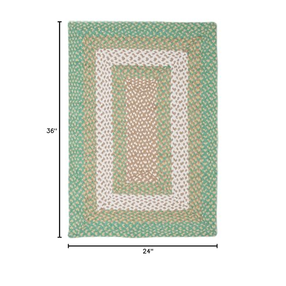 Super Area Rugs 2X3ft Farmhouse Braided Rug - Natural Cotton Braided Rug for Bathroom, Kitchen, Doorway - Primitive Country Braided Rug - Green/Cream/Ivory