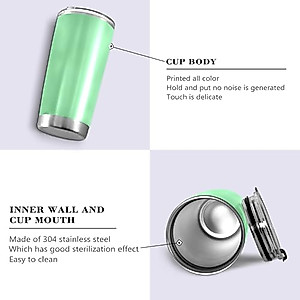 Qilmy Pale Green Tumbler with Lid and Straw, 20 oz Double Walled Insulated Stainless Steel Tumbler Travel Coffee Cup for Hot & Cold Drinks