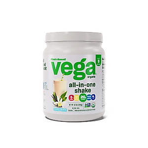 Vega Organic All-in-One Vegan Protein Powder, French Vanilla -Superfood Ingredients, Vitamins for Immunity Support, Keto Friendly, Pea Protein for Women & Men, 12.2 oz (Packaging May Vary)