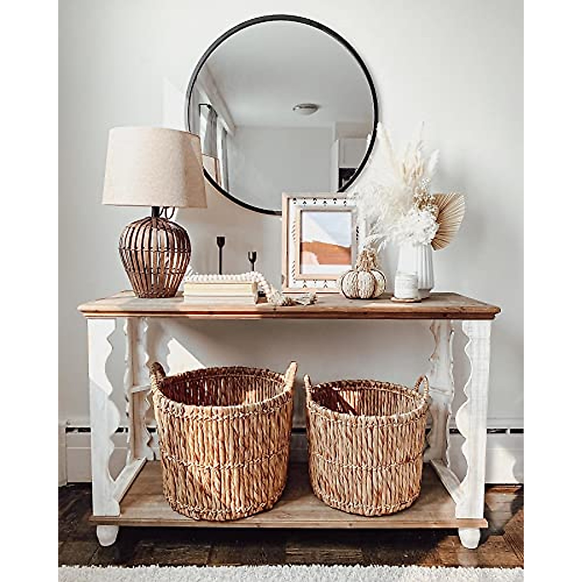 Signature Design by Ashley Alwyndale Wood 3 Shelf Console Sofa Table, Brown & White