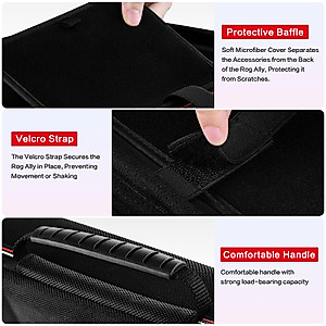 ivoler Carrying Case for Asus Rog Alloy 7''2023/Asus Rog Ally X 2024, Portable Hard Shell Pouch Travel Bag Built-in Gaming Charger Dock Storage, Holds 7 MicroSD and 2 Credit Sized Cards -Black