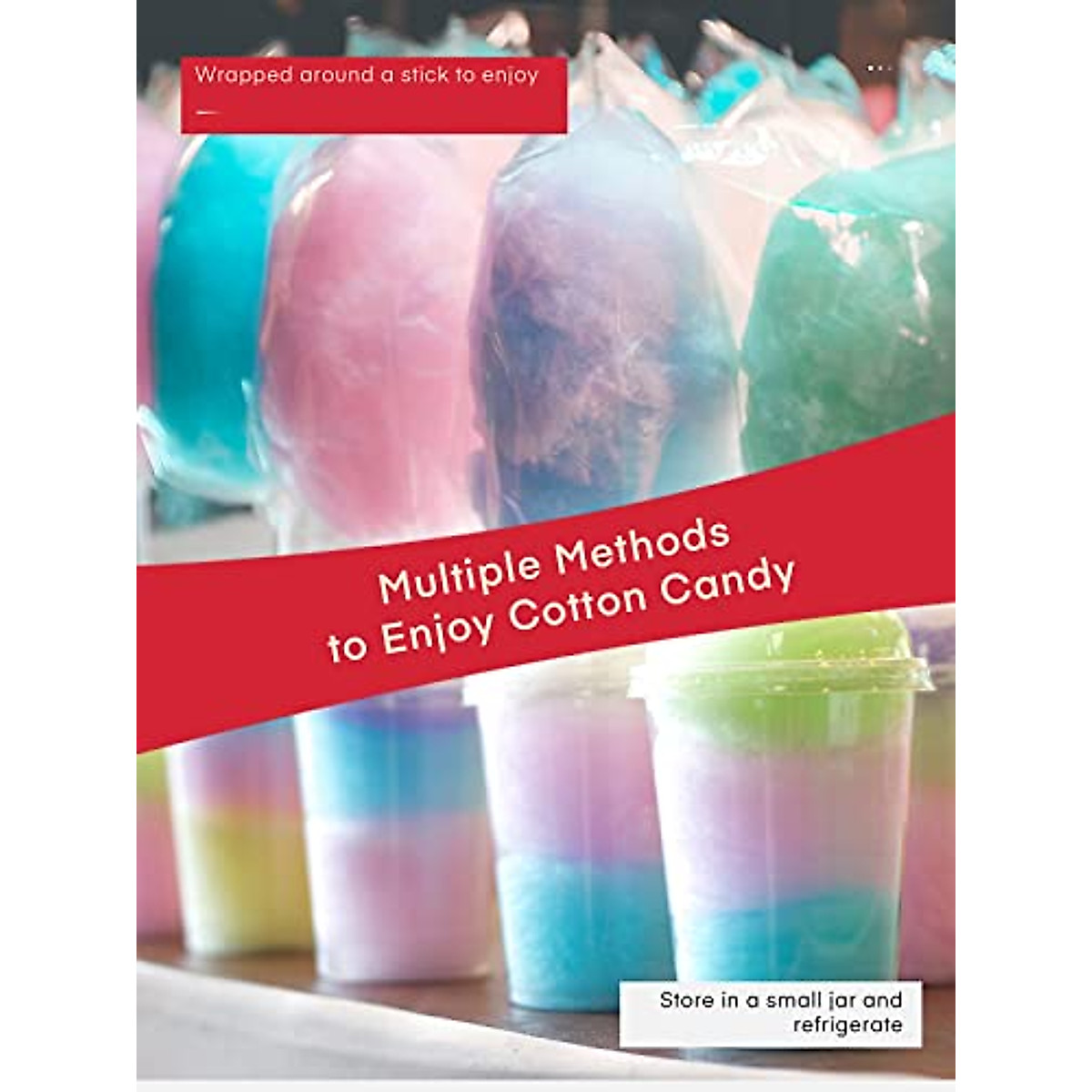 FOHERE Cotton Candy Machine for Kids, Countertop Cotton Candy Maker Homemade Candy Sweets for Birthday Parties, Includes a Scoop and 10 Candy Cones, Red Vintage