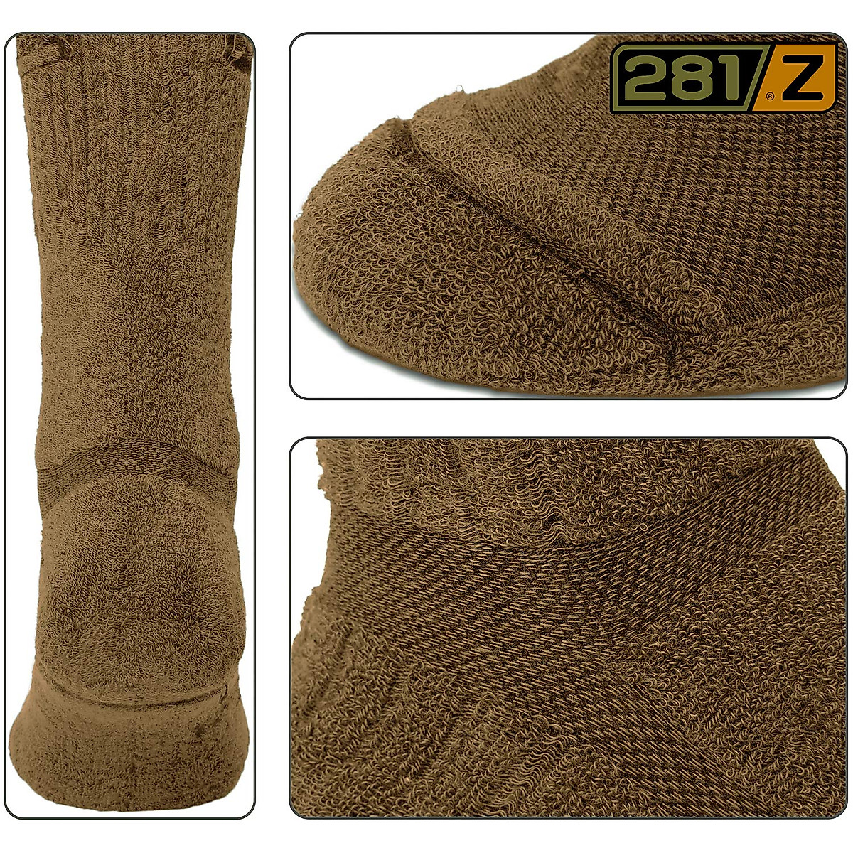 281Z Army Demi Season Breathable Over The Calf Uniform Boot Socks (Coyote Brown)(Medium 4 Pairs Pack)