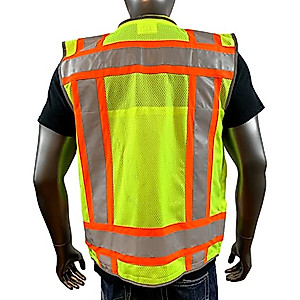 REXZUS A Reflective Safety Vest For mens Class 2 Heavy Woven Two Tone Engineer Hi Viz Safety Vest 3M Tape (Yellow, Medium)