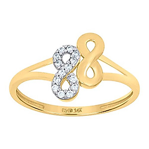 14k Two tone Gold Womens CZ Cubic Zirconia Simulated Diamond Infinity Symbol Ring Measures 11.2mm Long Jewelry for Women