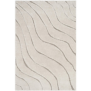 SAFAVIEH Florida Shag Collection Area Rug - 5'3" x 7'6", Cream & Beige, Non-Shedding & Easy Care, 1.2-inch Thick Ideal for High Traffic Areas in Living Room, Bedroom (SG472-1113)