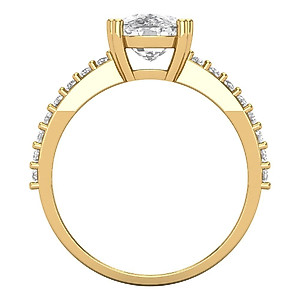 Clara Pucci 3.50 ct Cushion Cut Solitaire Lab Created White Sapphire Designer Anniversary Bridal Engagement Ring 14k Yellow Gold 7