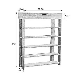 SogesGame 5-Tier Shoe Rack 29.5inch Wooden Shoe Storage Shelf Shoe Organizer for Entryway,Teak,L24-TK-S8-US
