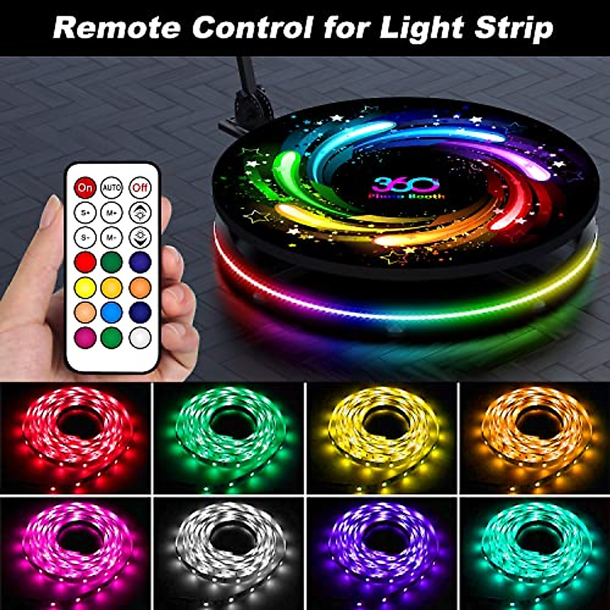 GGMEEK 360 Photo Booth Machine for Parties,360 Slow Motion Photo Booth, 2 People Stand on Remote Control Automatic Spin 360 Video Camera Booth Spinner 26.8'' with Flight Case