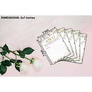 Bridal Shower Games - Who Am I Wedding Party Game - Boho Floral Greenery Bachelorette/Engagement Party Supplies Activities - Pack of 30 Game Cards (A14)
