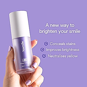 Hismile v34 Colour Corrector, Tooth Stain Removal, Teeth Whitening Booster, Purple Toothpaste, Colour Correcting, Hismile V34
