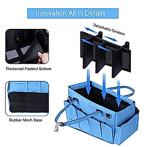 SiviLuming Extra-Large Wearable Cleaning Caddy Organizer with Handle,Cleaning Supplies Organizer with Adjustable Shoulder,Cleaning Caddy with Detachable Divider and Waist Straps,for Housekeepers