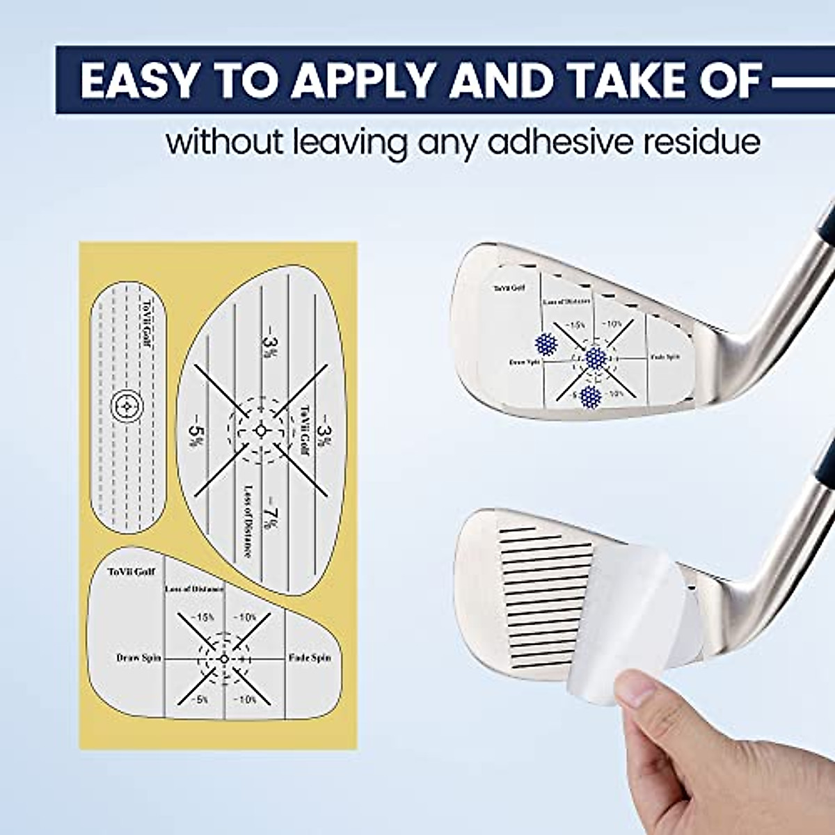 ToVii 300Pcs ~600Pcs Golf Impact Tape Set, Self-Teaching Sweet Spot and Shot Consistency Analysis, Club Impact Stickers for Woods Irons and Putters Golf Accessories for Men