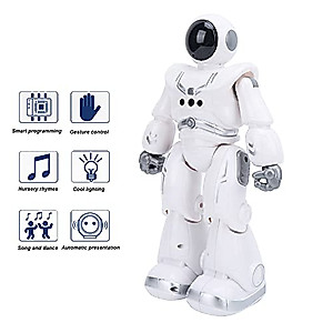 SPYMINNPOO RC Robot, Rc Robot Toys Gesture Sensor Smart Intelligent Programming Automatic Presentation RC Remote Control Robot for Kids Over 8 Years Old Kickscooter Deformation Model