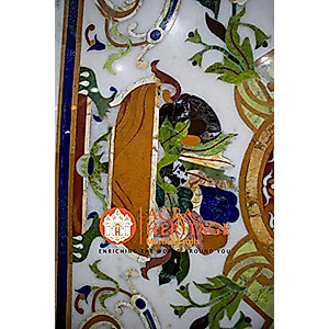 White Marble 60"x36" Dining Furniture Table Top Italian Inlay Handmade Art Living Restaurant Decor