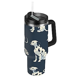 FRCSDIY Cartoon Dogs Insulated Tumbler with Handle and Straw Lid,40oz Leakproof Stainless Steel Cup BPA-Free Water Bottle