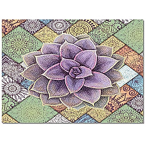 Mandala Pattern Backdrop Purple Succulent Pot Plant Area Rug 2'7"x5',Outdoor Indoor Small Carpet Runner for Kids Teen Girls Boys Bedroom,Living Room,Bathroom,Classroom,Office,Kitchen,Washable Area+Rug