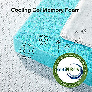 ZINUS 3 Inch Ultra Cooling Gel Memory Foam Mattress Topper with Cooling Cover, CertiPUR-US Certified, Queen, White