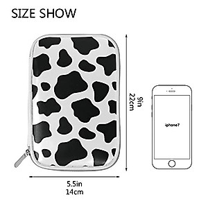 Bardic Pen Pencil Case Black White Cow Print Makeup Brush Bag Travel Organizer Cosmetic Pouch Passport Holder for Men Women