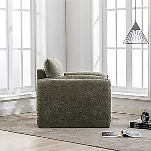 Miscoos Chenille Oversized Armchair - Modern Accent Chair & Single Sofa Lounge, 34'' Wide, Comfortable Seating for Living Room & Bedroom, Green