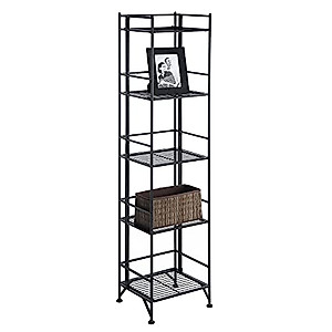 Convenience Concepts Designs2Go X-Tra Storage 5-Tier Folding Metal Shelf, Black