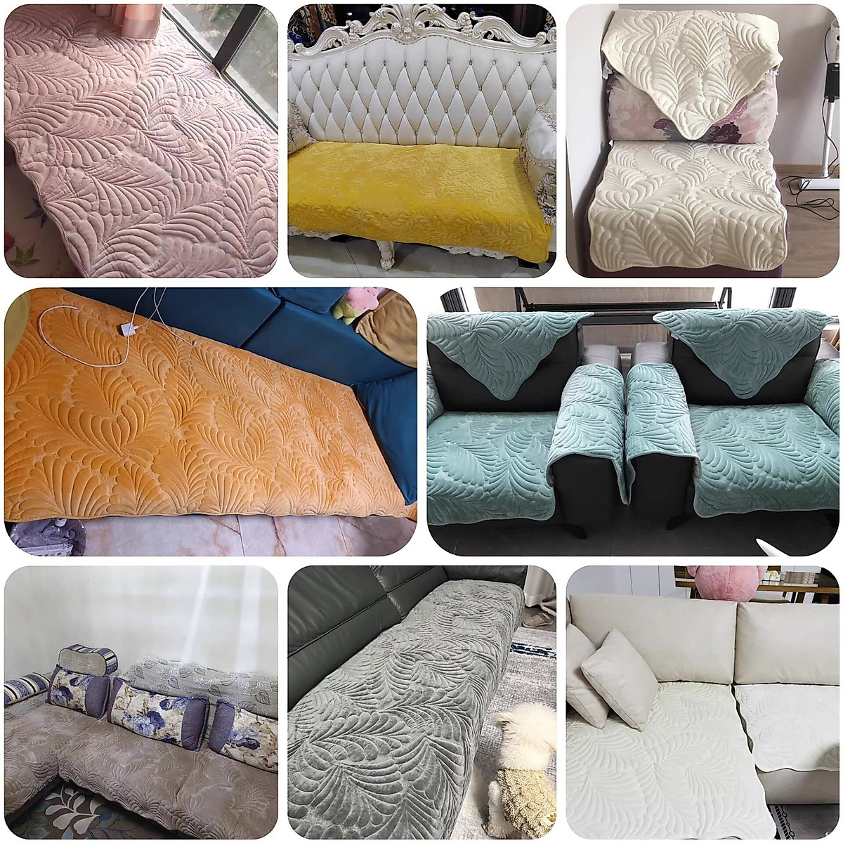 Velvet Quilted Couch Sofa Cover, Soft Sectional Couch Covers, Non-Slip Sofa Slipcover for Dogs Cats Pet Love Seat Recliner Leather L Shaped, Armrest Backrest Cover ( Color : #8 , Size : 45x45cm(1PC Pi