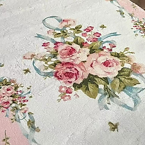 BOOMLATU Roses Flowers and Bow-Knot Door Mats Entrance Front Door Rug,Machine Washable Non Slip Romantic Powder Fluffy Fuzzy Soft Area Rug Kitchen Rug 19.6x31.4in