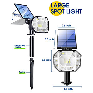 Biling 30 LEDs Solar Spot Lights Outdoor, Adjustable Solar Lights for Outside, IP67 Waterproof Solar Outdoor Lights for Garden Yard House Tree 4 Pack Warm White