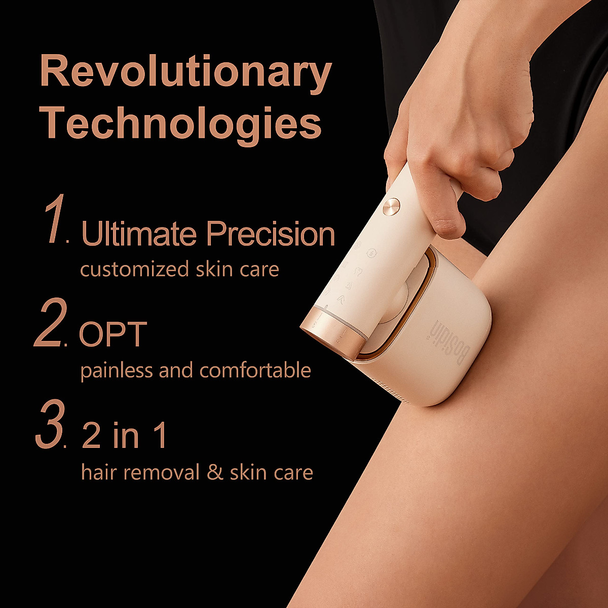 BoSidin Pro Permanent Hair Removal Device, Precision for Facial Peach Fuzz, Underarms, Bikini Line and Legs (White)