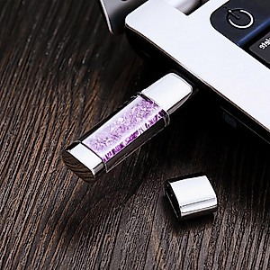 WooTeck 64GB Jewelry Crystal Lipstick USB Flash Drive,High Speed Memory Disk, Purple
