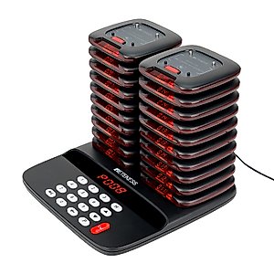 Retekess TD183 Restaurant Pager System Long Range, Order Ready Buzzer, 2624ft, 20 Hours Standby Time, 20 Rugged Coaster Pagers for Warehouse, Cafes, Parks
