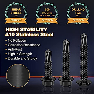 VIGRUE #8 and #10 Black Self Drilling Screws Assortment Kit