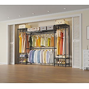 VIPEK X30 Protable Closet for Hanging Clothes, Expandable Clothes Rack Heavy Duty Large Wardrobe System, Metal Clothing Rack with 4 Hanger Rods & 7 Wire Shelves, Adjustable from 6 ft to 7.6 ft, Black