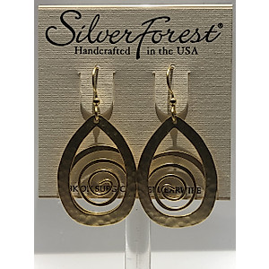 Silver Forest Shiny Gold Plated Hammered Tear with Coil. NE-1627A