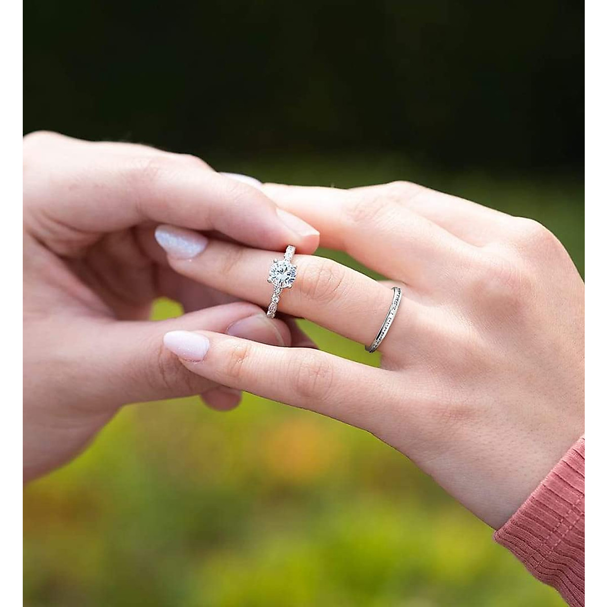 TIGRADE 2.5mm Women Titanium Eternity Ring Cubic Zirconia Anniversary Wedding Engagement Band Size 3-13.5 (Silver-2.5mm-1, 5)