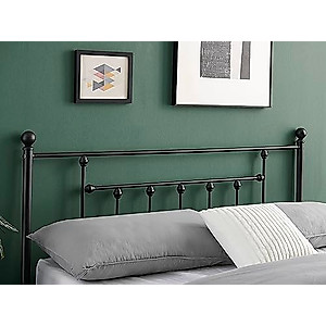 VECELO Full Size Metal Platform Bed Frame with Headboard and Footboard, Heavy Duty Slat Support/No Box Spring Needed Mattress Foundation/Underbed Storage Space, Victorian Style, Black