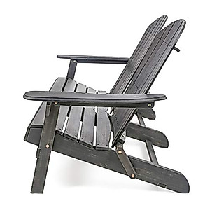 Christopher Knight Home Great Deal Furniture Muriel Outdoor Dark Grey Finish Acacia Wood Adirondack Loveseat