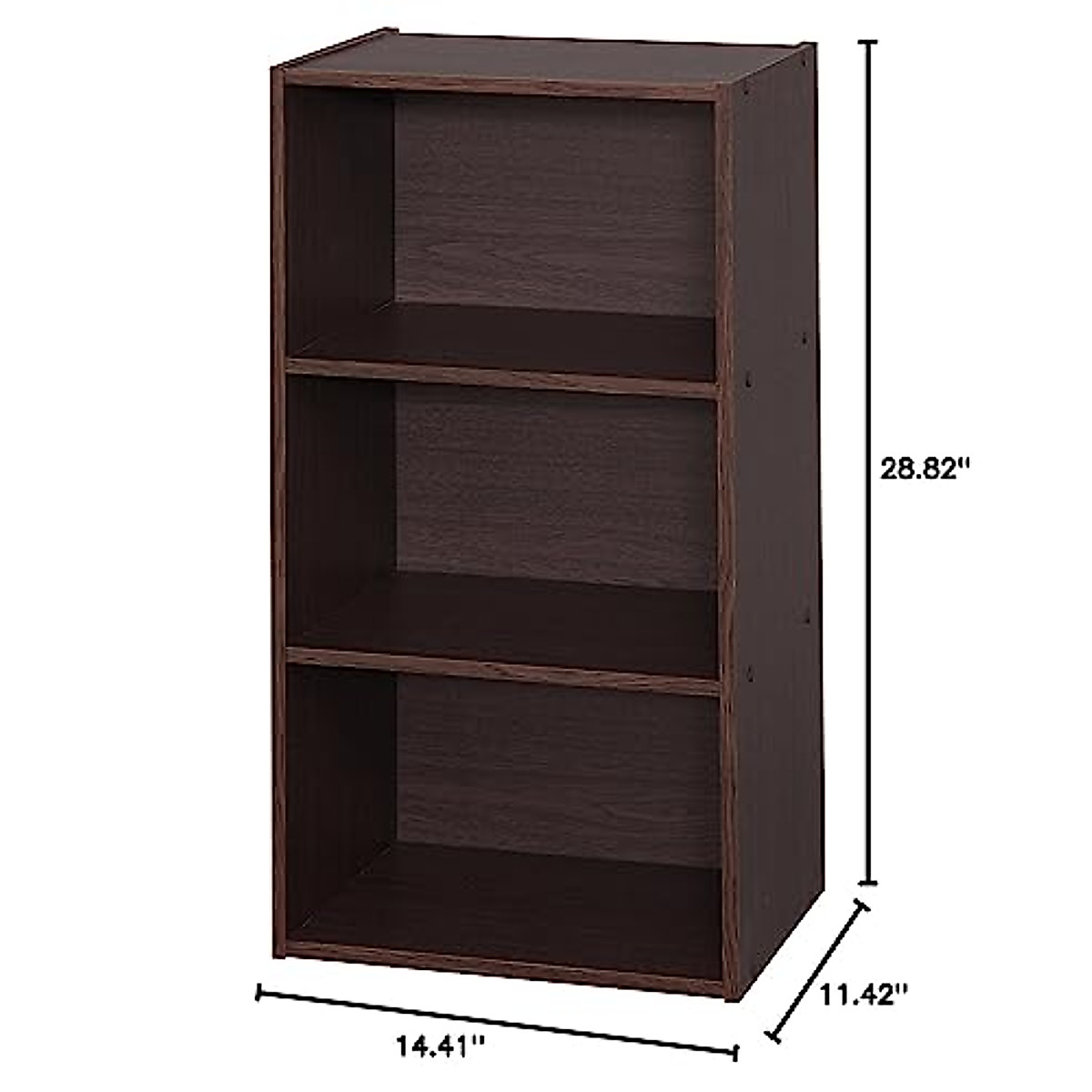 IRIS USA 3-Tier Modular Open Cubby Storage Shelf, Sturdy Storage Bookshelf Cabinet for Living Room Bedroom Guest Room Office Dorm Room Kids Room and Bathroom, Brown Oak