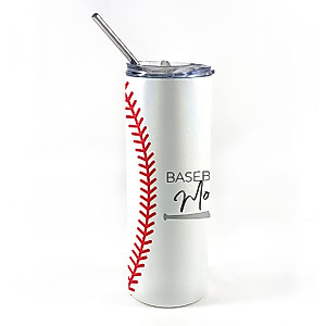 Trend Setters Baseball Mom – Iridescent Finish – One 20 oz Stainless Steel Travel Tumbler with Straw – Double Wall Vacuum Insulation– Keep Beverages Cold For Up to 18 Hours or Hot for 6 Hours