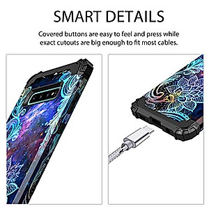 Casetego Compatible with Galaxy S10 Case,Floral Three Layer Heavy Duty Hybrid Sturdy Shockproof Full Body Protective Cover Case for Samsung Galaxy S10,Mandala