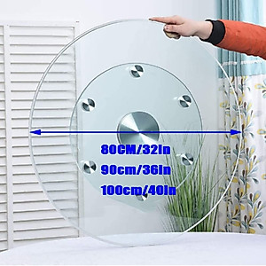 DIBAKO 36" Lazy Susan Glass Turntable,Tempered Glass Swivel Tray,Dining Table Rotating Plate,​Large Round Serving Board For Kitchen (Size : Thickened 90cm/36in)